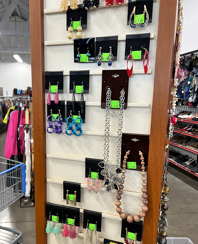 This jewelry display is like a treasure chest exploded in slow motion &ndash; colorful baubles and bangles waiting to adorn their next admirer.