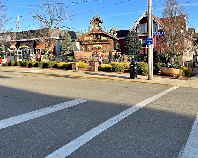 From across the street, the cuckoo clock commands attention in Sugarcreek's skyline, outshining buildings with actual practical purposes.