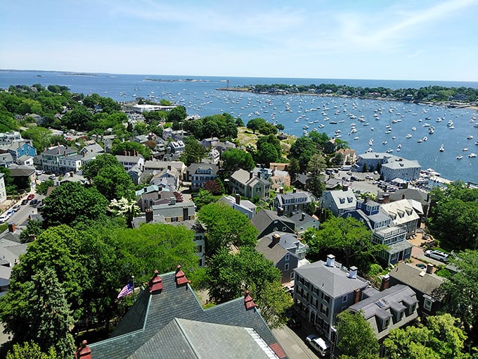 From above, Marblehead reveals its true character—a jigsaw puzzle of history, where every rooftop tells a story and every cove hides a secret.