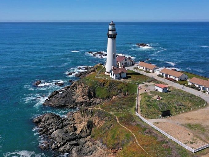 From above, you realize this lighthouse isn't just on the coast &ndash; it's practically having a staring contest with the ocean.
