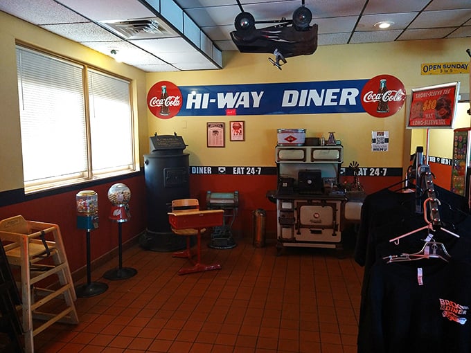 The vintage icebox and classic Coca-Cola signs prove some things genuinely were better in the old days.