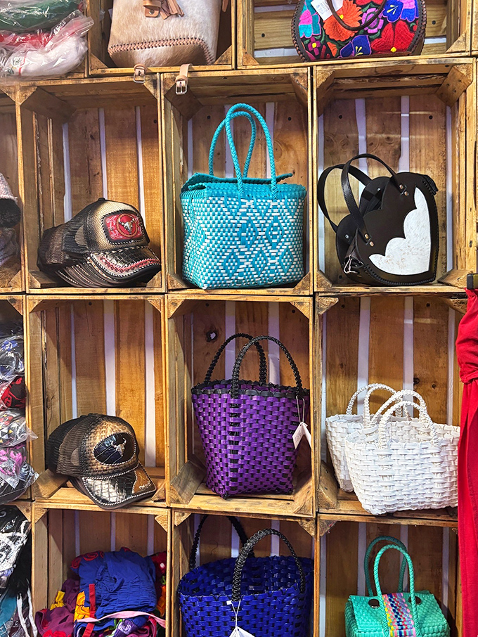 Handwoven market bags in technicolor glory &ndash; practical souvenirs that brighten grocery runs long after vacation ends.
