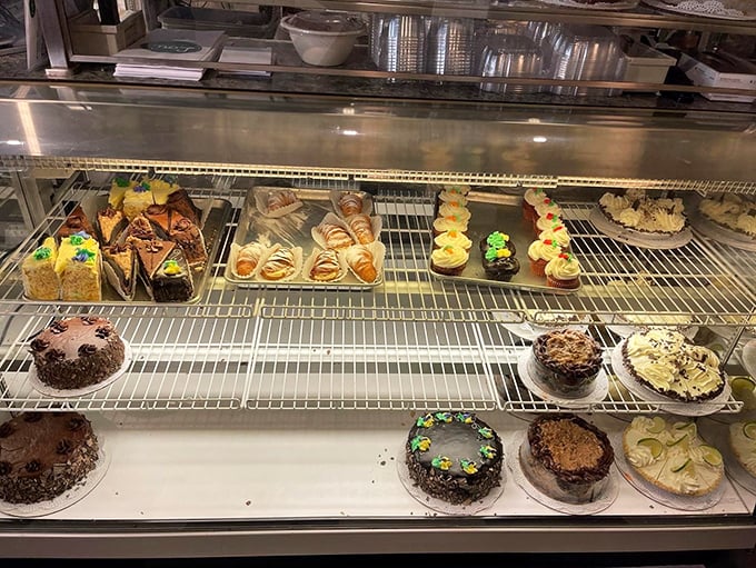 A display case that makes choosing just one dessert feel like Sophie's Choice. Each pastry silently whispering, "Pick me, I'll change your life."