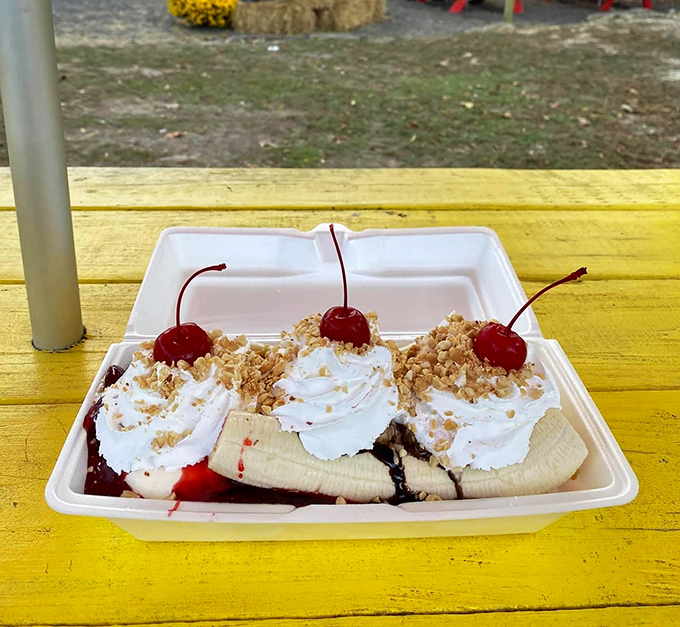 The banana split arrives like a dairy-based Broadway production &ndash; three acts of ice cream perfection.