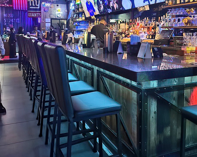 Where libations meet crustaceans. This sleek bar setup is where cocktail magic happens between rounds of seafood feasting.