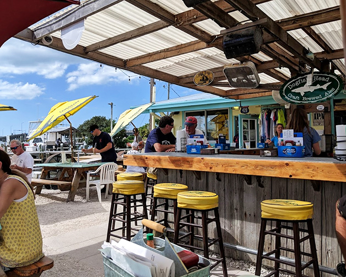 The outdoor bar where locals gather to debate important issues like grouper vs. mahi and whether today's sunset will outperform yesterday's. 