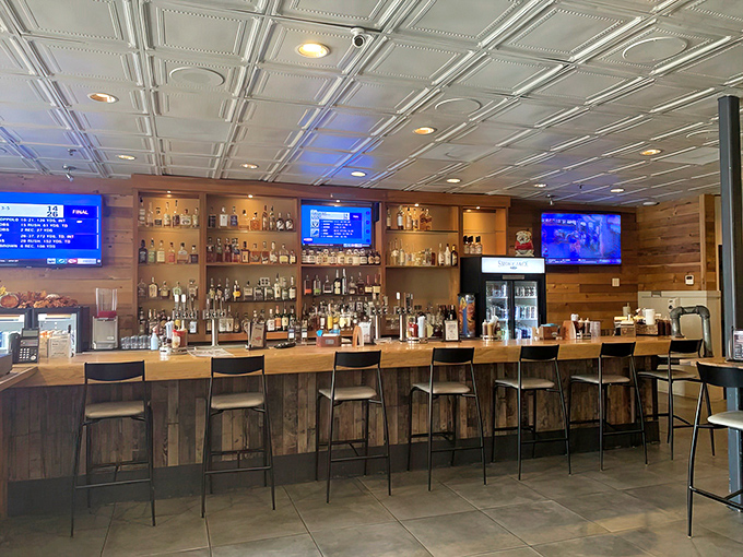 The well-stocked bar proves that barbecue isn't just about the food &ndash; it's about the complete experience, including what's in your glass.