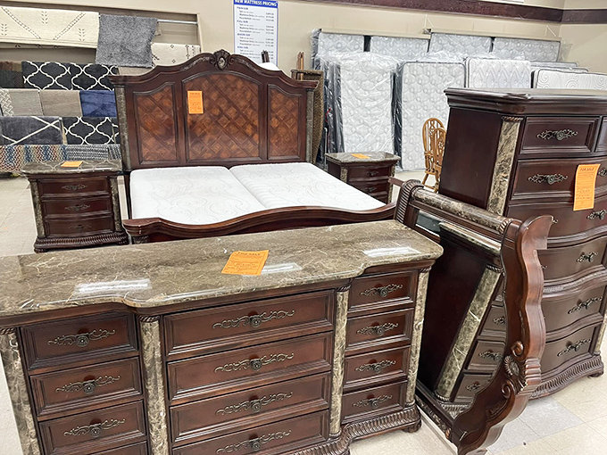This bedroom set isn't just furniture&mdash;it's the starting point for someone's sanctuary, with enough drawers to hide all evidence of impulse shopping.