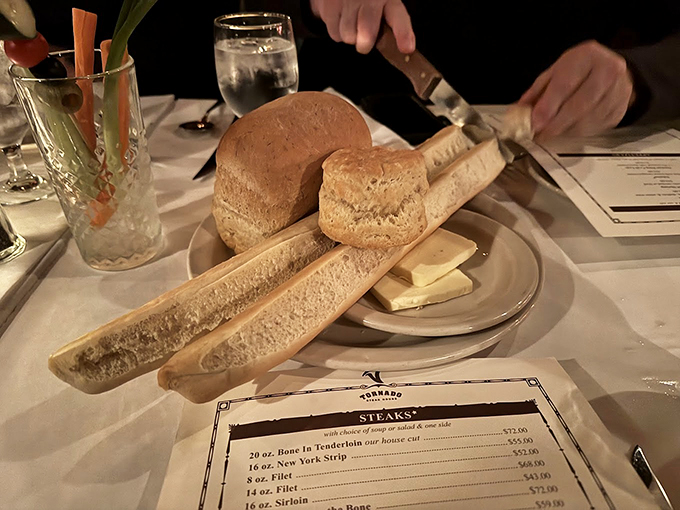 Bread service that says, "Take your time, we're not rushing you through dinner like some chain restaurant."
