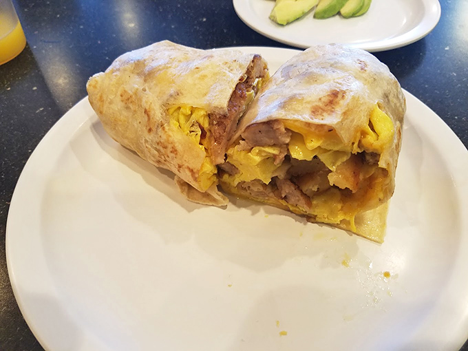 Breakfast burritos: where morning ingredients gather for a meeting wrapped in a warm tortilla blanket.