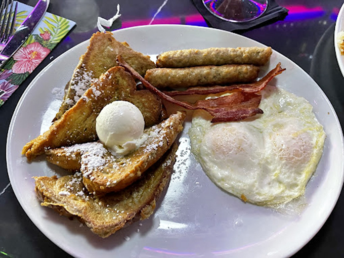 The breakfast plate that answers the eternal question: "Why choose between French toast, bacon, and eggs when you can have it all?"