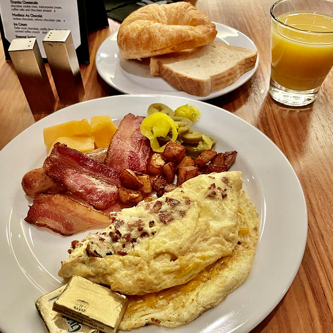 Breakfast that doesn't just break your fast &ndash; it obliterates it. The bacon's crispness can be measured on the Richter scale.