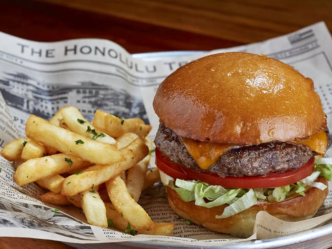 This burger isn't just a meal, it's a statement. Sitting proudly next to golden fries, it's the lunch option that breakfast-lovers secretly crave.