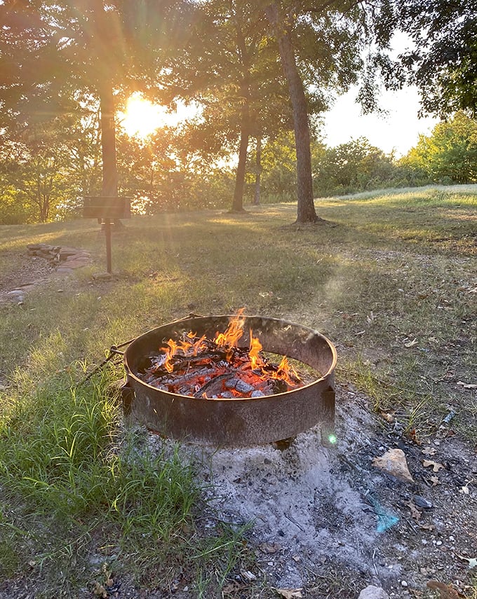 There's something primal and perfect about a campfire at sunset. S'mores assembly station or philosophical discussion circle? Why not both?