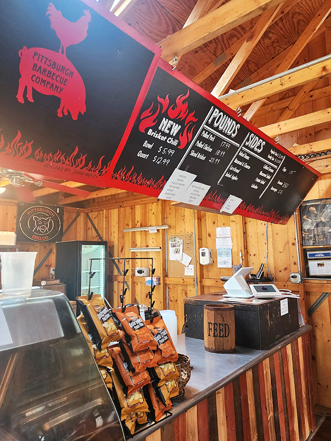 Where barbecue dreams come true &ndash; a counter that separates you from smoked meat nirvana. The wood-paneled walls have absorbed decades of delicious aromas.