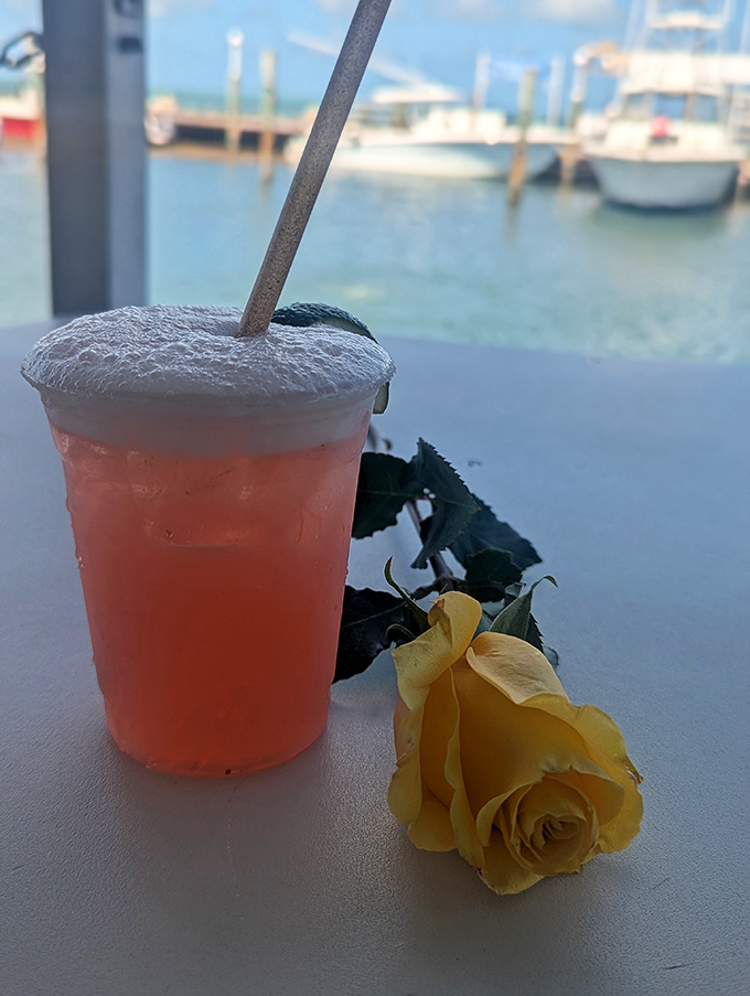 A tropical drink with a water view&mdash;the official uniform of Florida Keys relaxation. Sip slowly; memories are being made with each swallow.