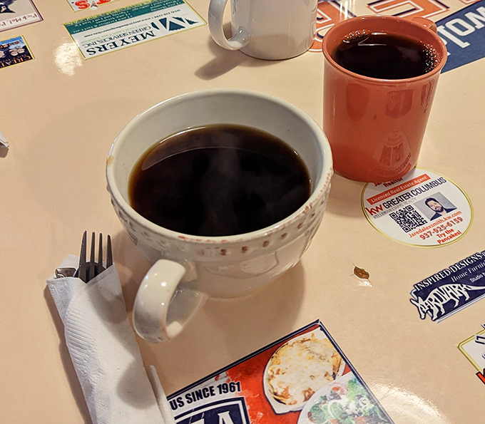 Coffee at a diner isn't just a beverage&mdash;it's a commitment to tradition. No foam art needed when the refills are this generous.
