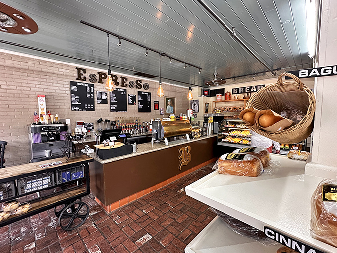 The espresso counter stands ready for duty &ndash; because what's a Danish pastry without its faithful companion, a perfectly pulled shot of caffeine?