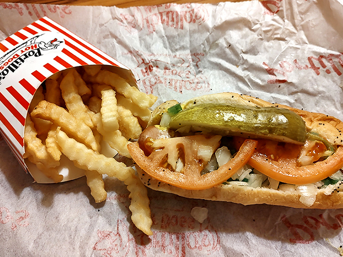 The Chicago-style hot dog with crinkle fries&mdash;a duo more iconic than Batman and Robin, and significantly more satisfying after a long day.