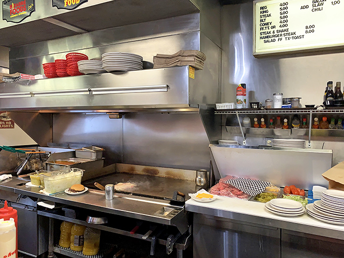 The kitchen at Sid's &ndash; where magic happens on a well-seasoned griddle that's probably seen more action than a Hollywood stuntman.