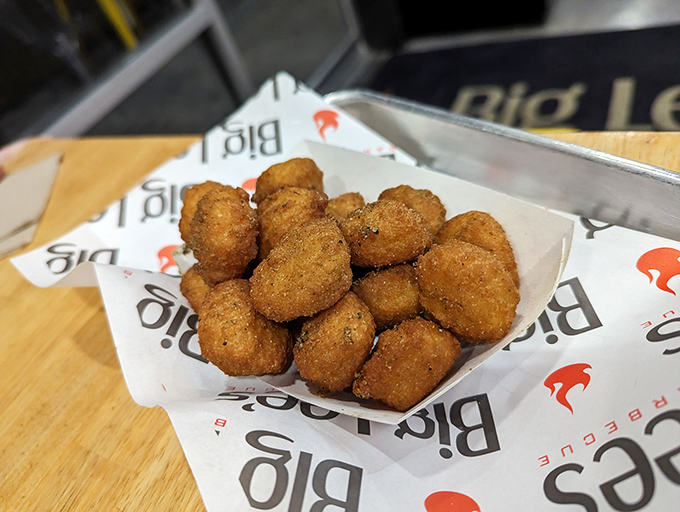 Golden-fried corn nuggets that crunch like your favorite childhood cereal but deliver a savory-sweet payoff that's entirely grown-up.