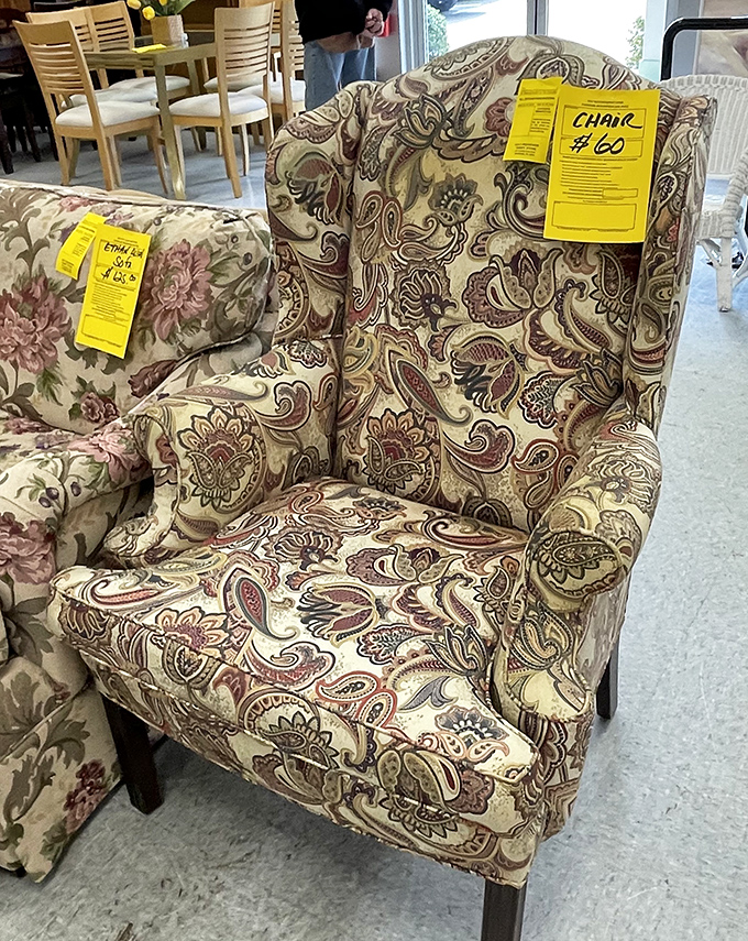 This paisley wingback chair isn't just furniture—it's a statement piece waiting to become the conversation starter in your living room.