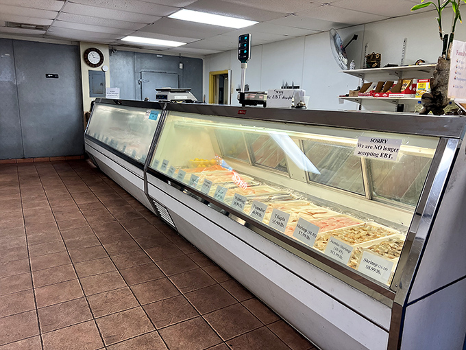 The seafood counter&mdash;where tomorrow's dinner swims today. A glass case of possibilities that makes grocery store seafood departments weep with inadequacy.