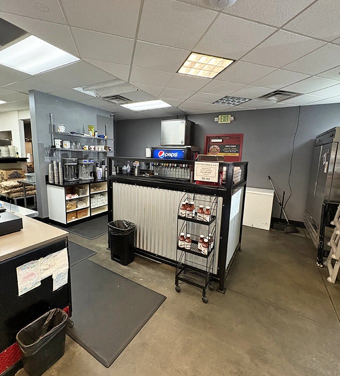 The drink station stands ready like a pit crew for your taste buds, offering liquid reinforcements for the marathon meal ahead.