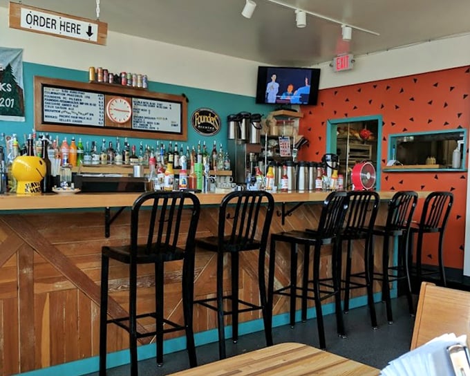 The bar area invites you to pull up a stool and stay awhile&mdash;perhaps for a morning mimosa or afternoon craft beer.