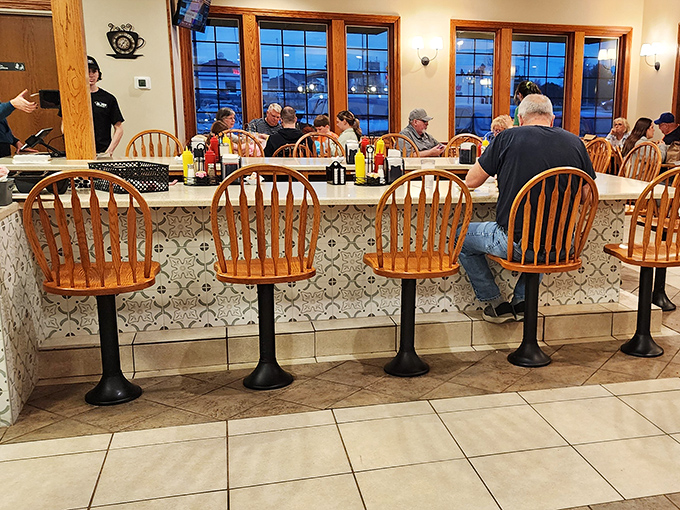 The counter seating &ndash; where solo diners become regulars, servers become friends, and coffee cups never reach empty before being refilled.