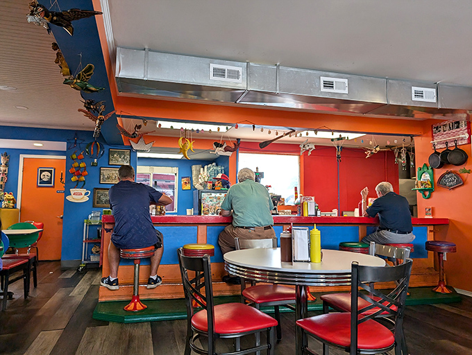 The counter offers front-row seats to the culinary theater that is short-order cooking at its finest.