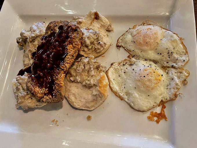 Country fried steak with gravy and eggs&mdash;the breakfast that says, "Today might be tough, but at least it started with greatness." Southern comfort on a plate.