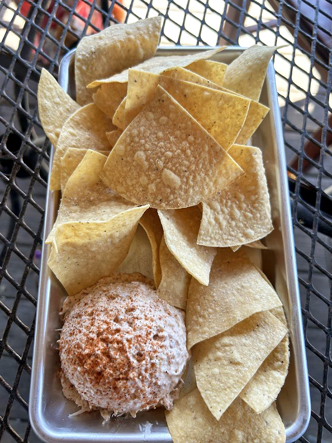 Tortilla chips surrounding a creamy crab dip like courtiers around royalty. The perfect vehicle for delivering oceanic richness to your eager taste buds.