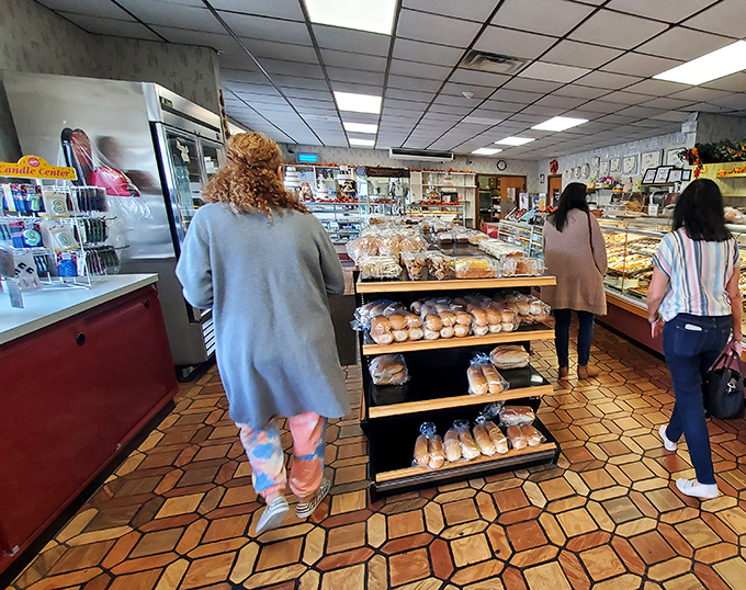 The universal language of pastry brings shoppers together in silent agreement: diet starts tomorrow.