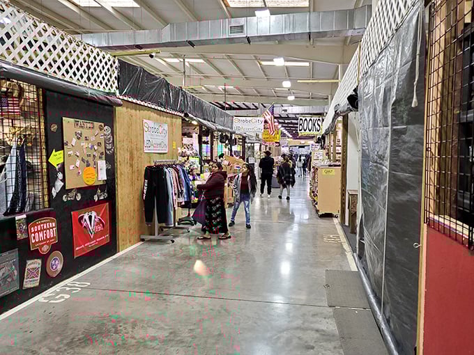 Lattice dividers create a maze of mini-shops, where each turn reveals another vendor's carefully curated collection of curiosities.