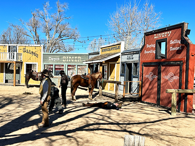 Cowboys prepare for the famous "train robbery" in Williams' Old West setting. Like Disneyland for history buffs, but with real horses and authentic dust.