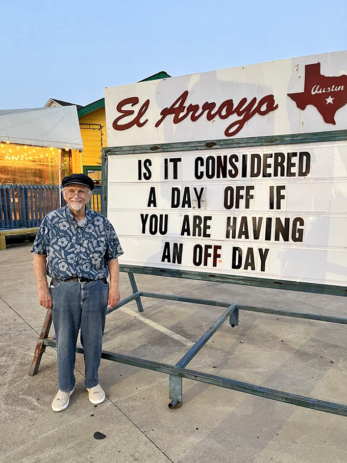 The sign outside might get the Instagram love, but it's the philosophical questions about days off that keep Austin coming back.