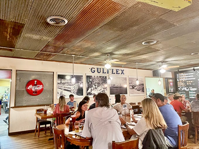 Where barbecue dreams come true. The vintage signs and corrugated ceiling create the perfect backdrop for meat-induced euphoria.