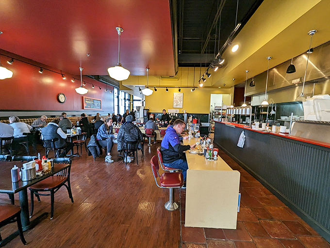 Where breakfast magic happens &ndash; the open kitchen design lets you witness the choreographed dance of morning meal preparation.