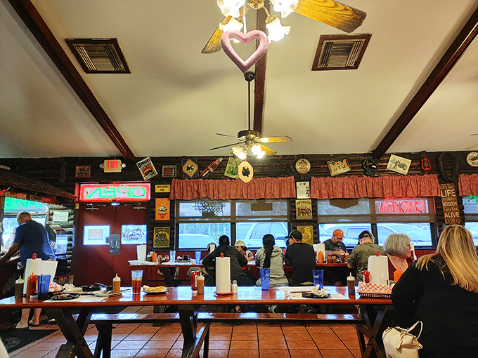 The heart of any great barbecue joint isn't just the smoker&mdash;it's the community that gathers around these tables, united by the universal language of "mmmmm."