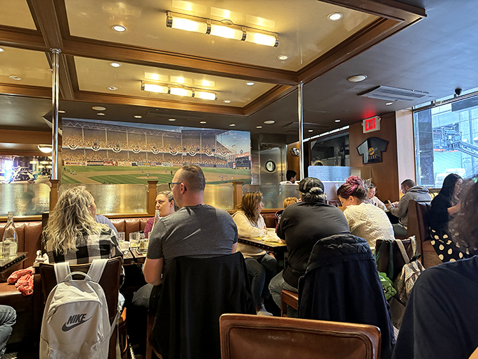 Where baseball meets pizza. These diners don't know it yet, but they're creating memories they'll describe to friends for years.