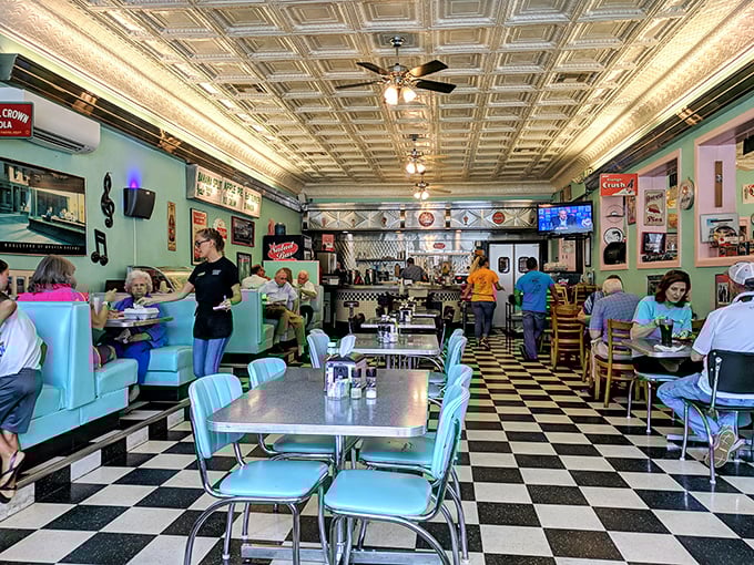 Bustling with conversation and clinking plates, the diner's interior proves that good food creates community faster than any social media platform ever could.