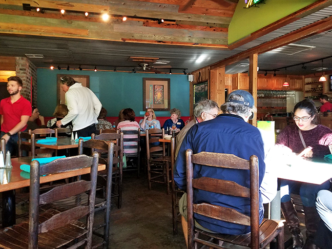 A bustling dining room where strangers become friends, united by the universal language of "oh my god, you have to try this."