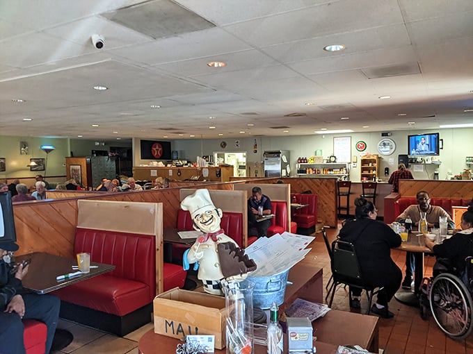 The chef figurine guards the mail&mdash;a quirky touch that says "this place has personality" before you even taste the food.