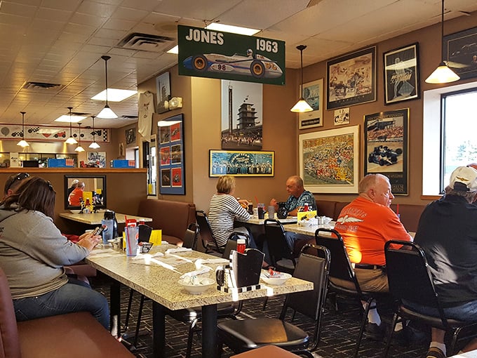 Where strangers become neighbors over coffee refills. The dining room hums with the soundtrack of forks against plates and genuine conversation.