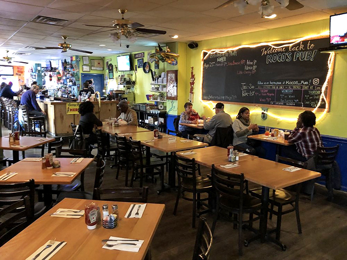 A neighborhood spot where regulars and first-timers share the same religion: the Church of the Holy Crab Cake.