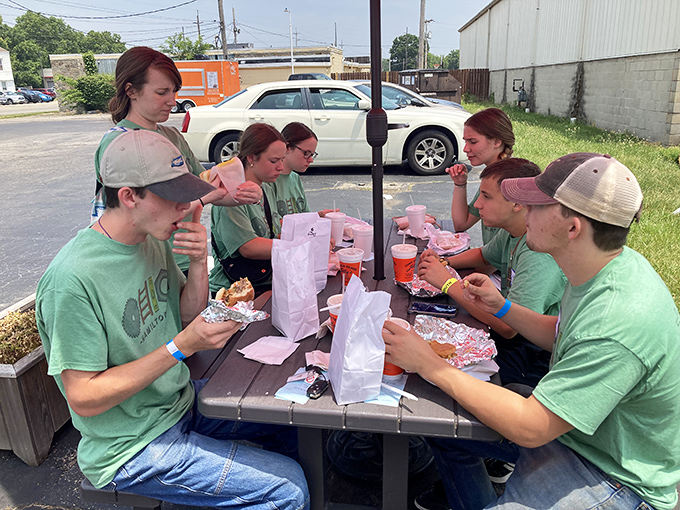 These diners know the secret&mdash;sometimes the best meals happen at picnic tables in parking lots, especially when Jolly's bags are involved.