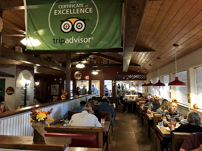 The dining room hums with the satisfied murmurs of locals who know they've found the real deal in pizza perfection.