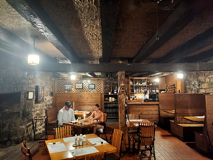 The basement dining area feels like a secret club where history buffs and food lovers gather to share stories over plates of Pennsylvania's finest.