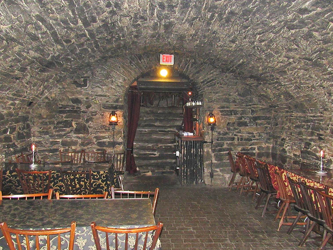 The vaulted stone ceilings of the catacombs dining area create an atmosphere so authentic, you'll check your phone to make sure you haven't time-traveled to the 1800s.
